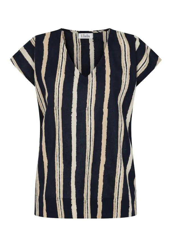 LUELLA FASHION Lille Linen V-neck Top - Blue