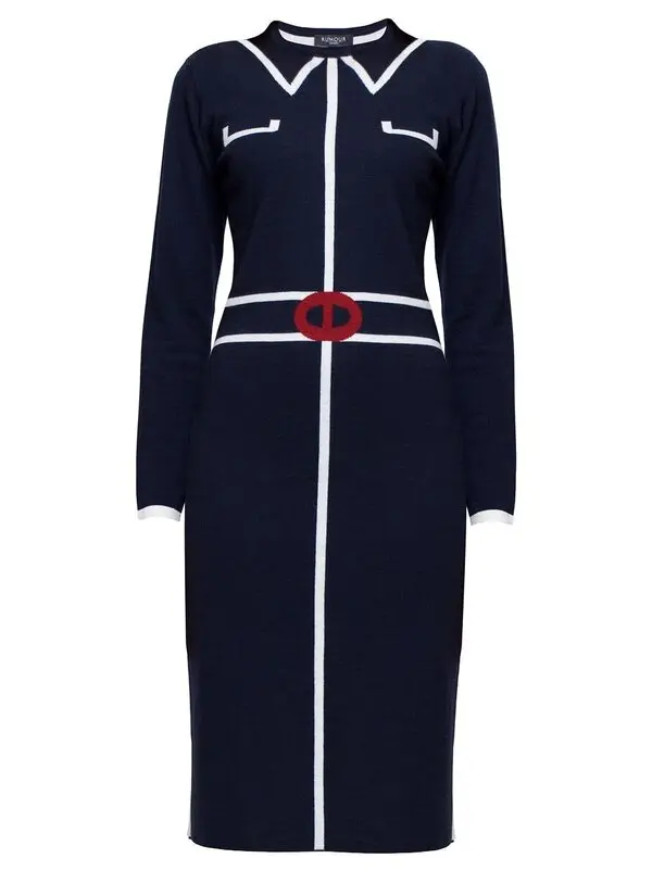 RUMOUR LONDON Claire Jacquard Knitted Dress - Blue