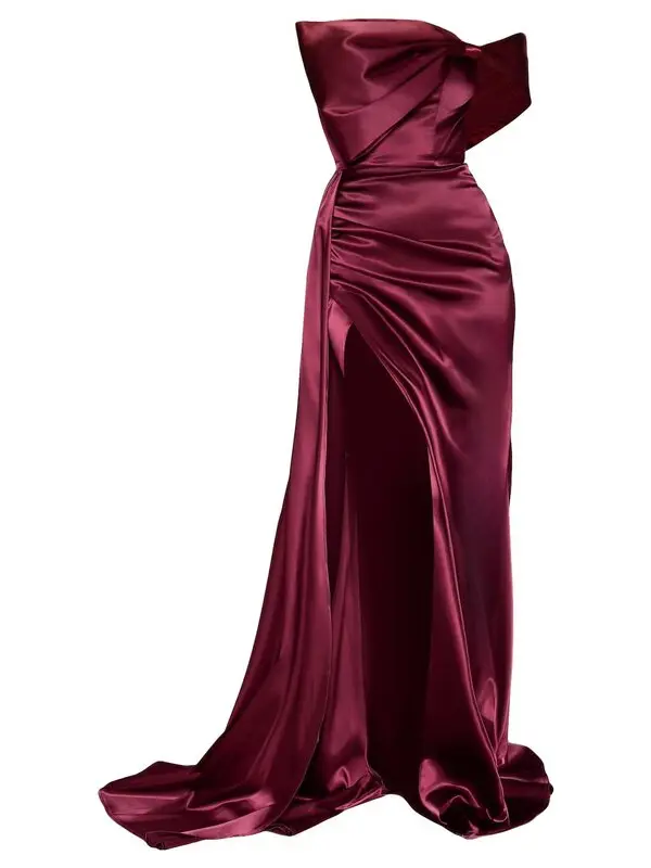 MODA GLAM Vienna Statement Bow Gown With Sash - Red