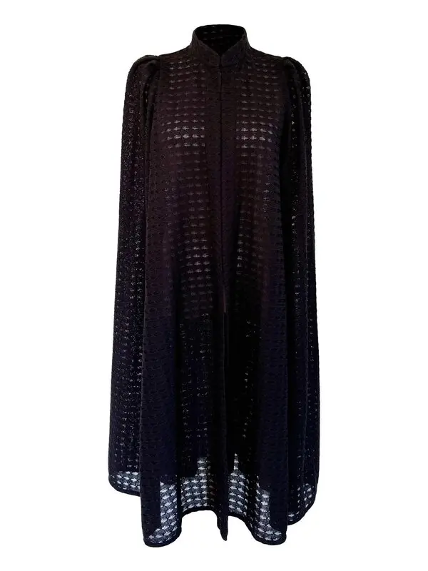 NINA NIEVES Shay Crochet Knit Cape - Black
