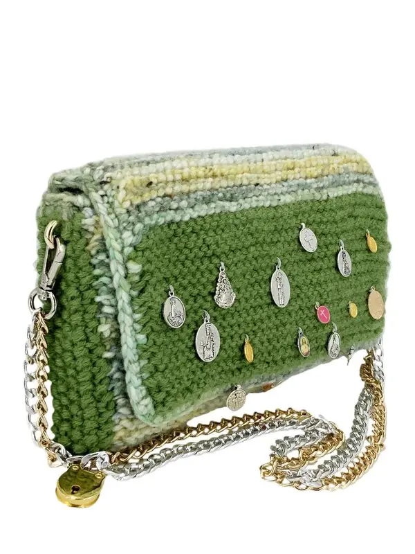 HILO DE MAR Riquina Hand-knitted Bag With Medals - Green