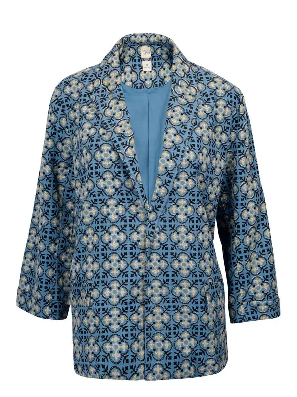 EM & SHI Printed Oversized Blazer - Blue