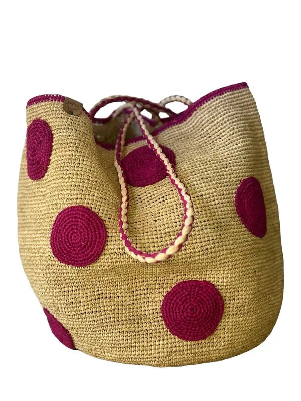 ZANATANY CONCEPTS Handmade Raffia Bucket Bag - Yellow