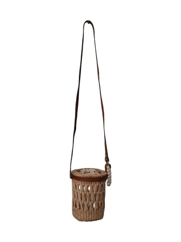 SPRINGMOONATELIER Handmade Woven Bucket Bag - White