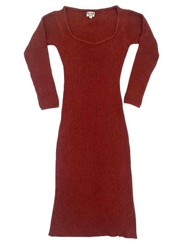 Pink Haley Erin Long Sleeve Knit Dress - Red