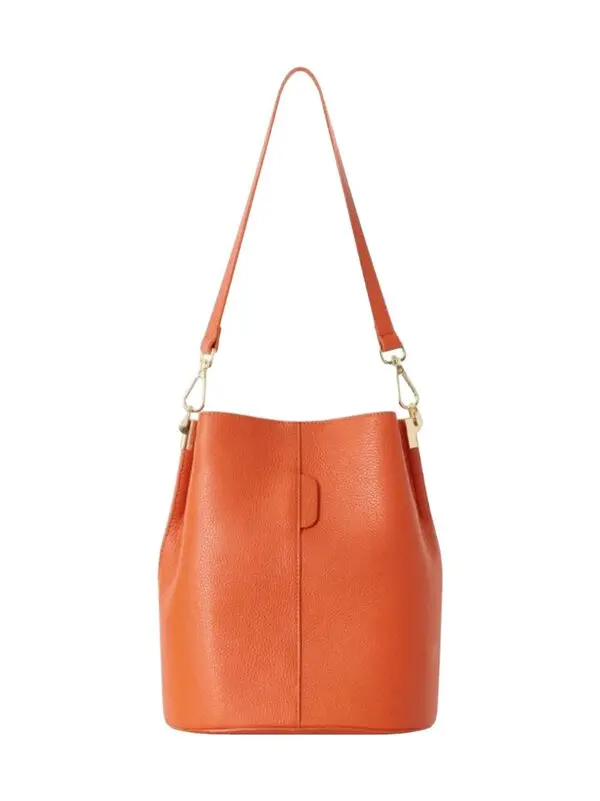 BETSY & FLOSS Lecco Leather Bucket Bag - Orange