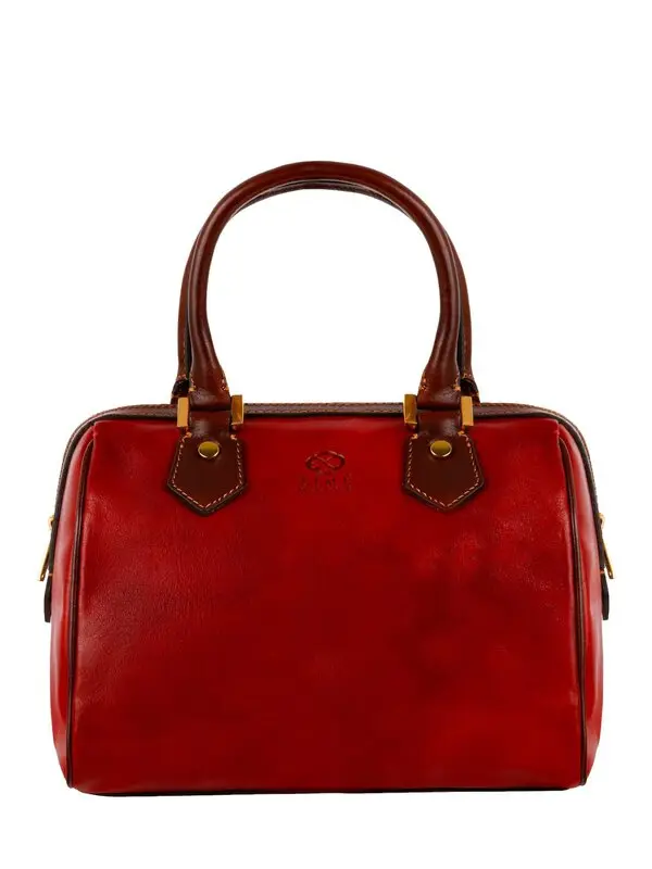 TIME RESISTANCE Leather Barrel Bag - Red