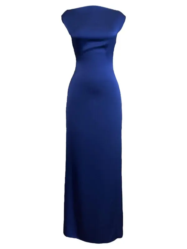 JANE GALA Silk Maxi Dress - Blue
