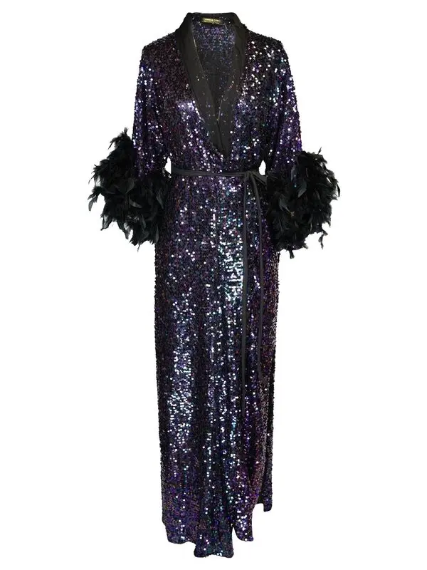 JENNAFER GRACE Marlene Wrap Gown - Black/purple