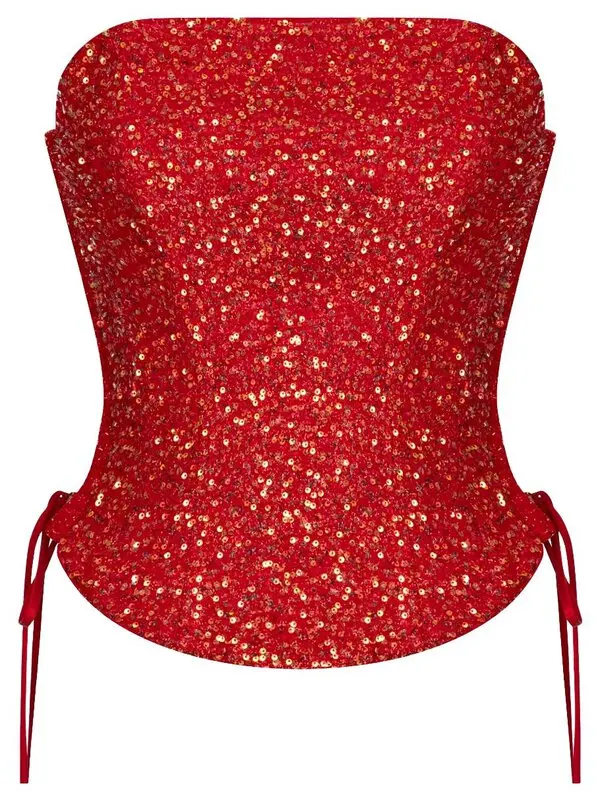 ELSAVA Riva Sequin Corset - Red