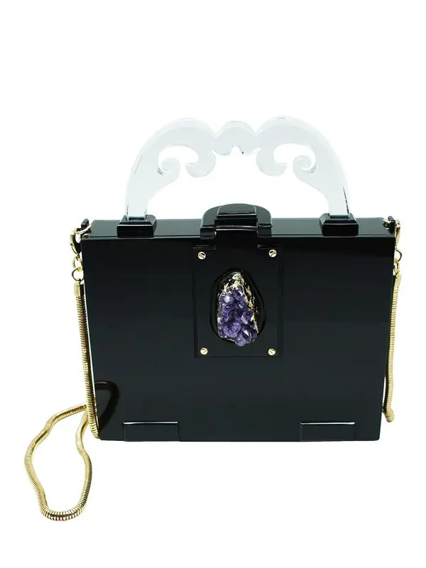 GISSA BICALHO Handmade Acrylic Aura Clutch - Black