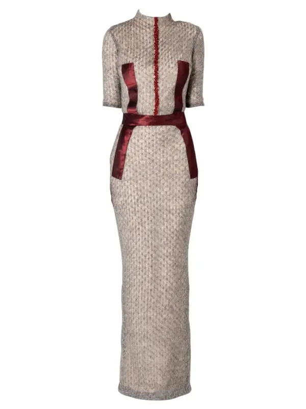JANE GALA Italian Wool Knit Maxi Gown - Grey