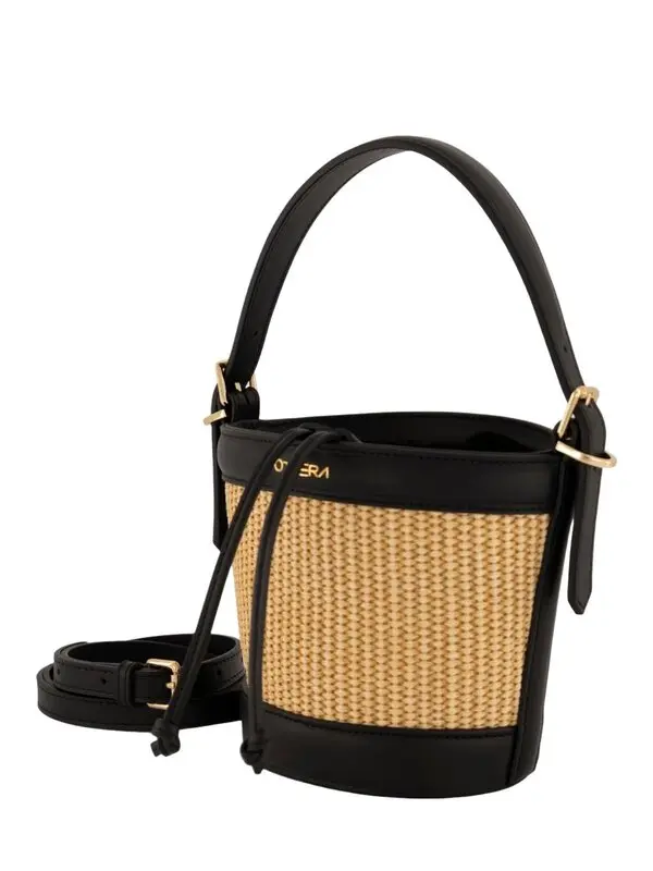 OTRERA Helios Straw Bucket Bag - Black
