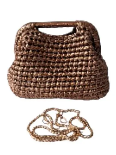 SPRINGMOONATELIER Handmade Metallic Handbag - Brown/gold