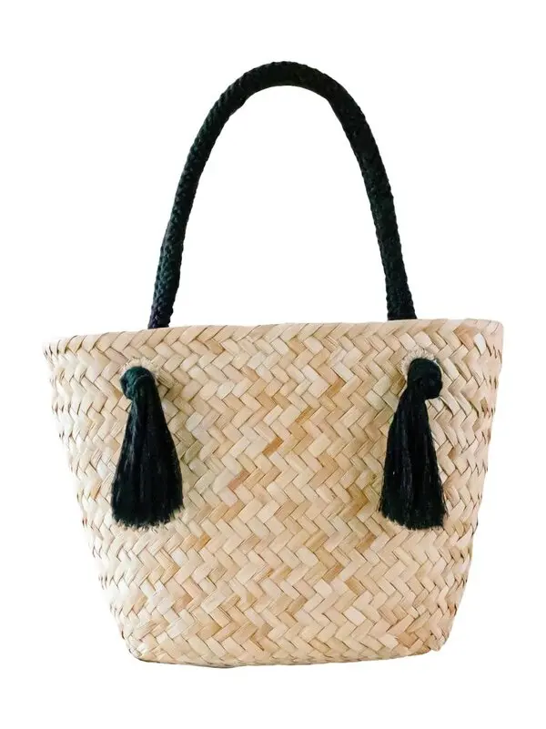 Likhâ Large Classic Tote Bag With Braided Handles - Black