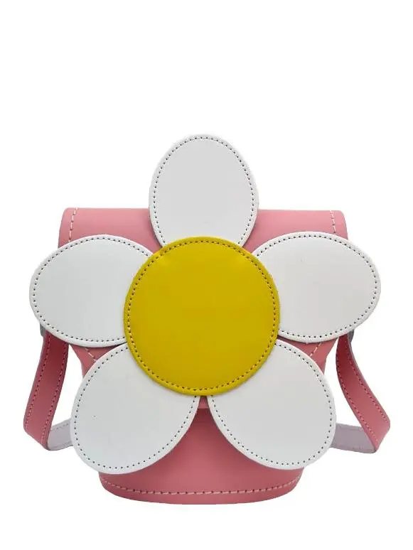 ZATCHELS Handmade Leather Daisy Barrel Bag - White/yellow