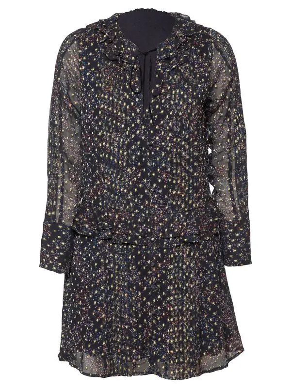ROSE & NANCY Tara Black Star Print Metallic Polka Dot Mini Dress - Gold/black