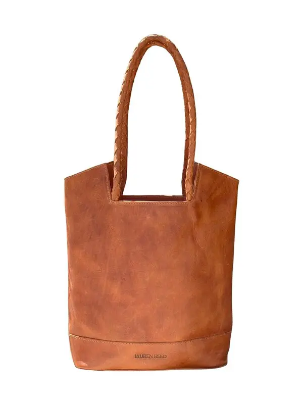 LAUREN REED CO Carmen Leather Tote - Black/brown