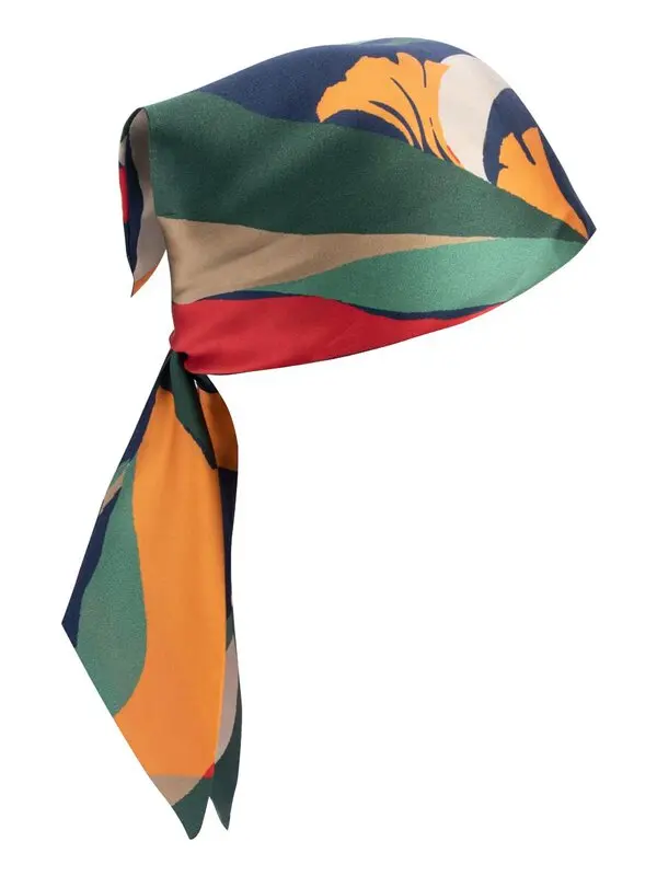 SIBI HATS Floral Silk Bandana Strapless Top - Red