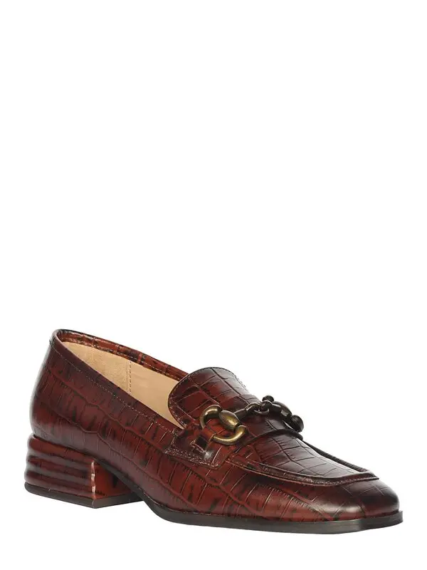 SAINT G Jacqueline Croco Heeled Loafers - Brown