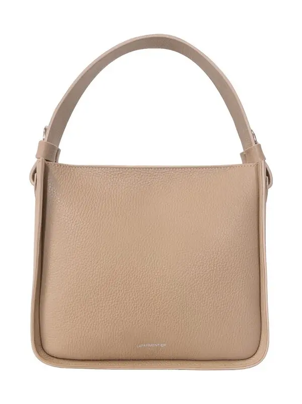 LE PARMENTIER Duplo Medium Hammered Leather Top Handle Bag - Black
