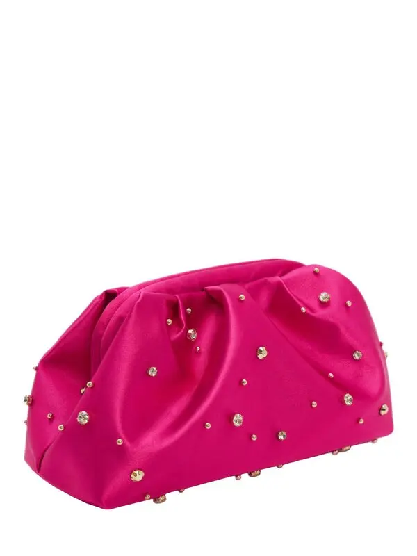 D’LUEUR ATELIER Satin Clutch With Swarovski Stones - Pink