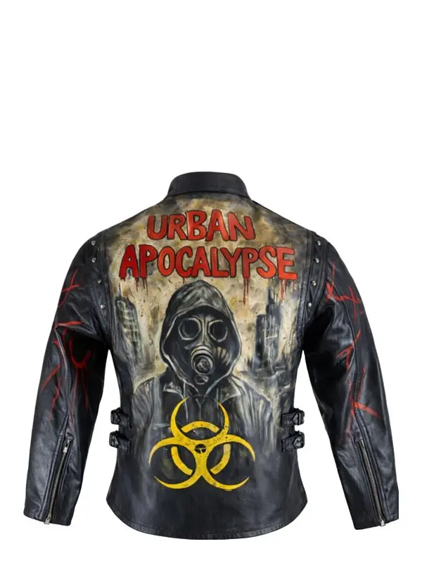 ZASTASTUDIO Hand-painted Leather Biker Jacket - Black