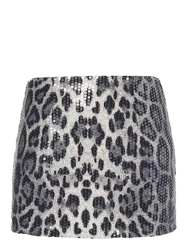 AMY LYNN Leopard Sequin Mini Skirt - Black/grey