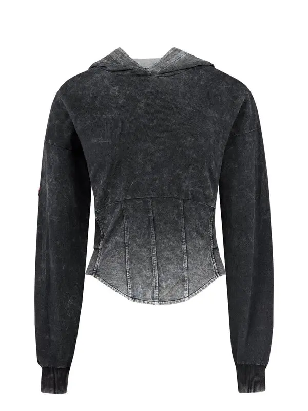 PCFG Acid Wash Corset Hoodie - Black/grey