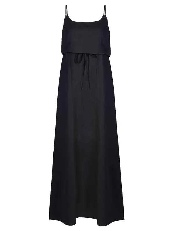 REISTOR Strappy Maxi Dress In Cotton - Black