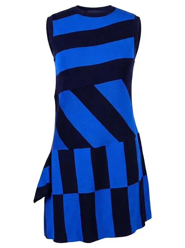 ARTO. Striped Asymmetric Mini Dress - Blue