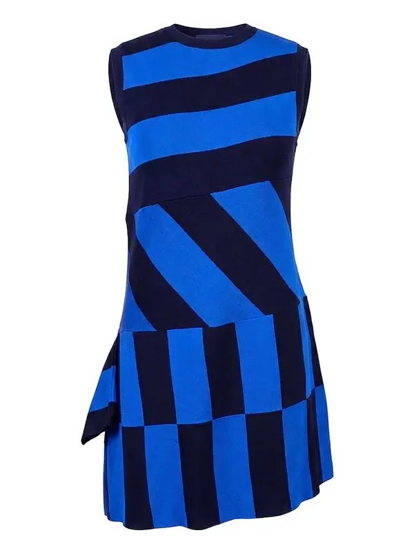 ARTO. Arto Bolding Stripes Asymmetrical Mini Tunic Dress - Blue