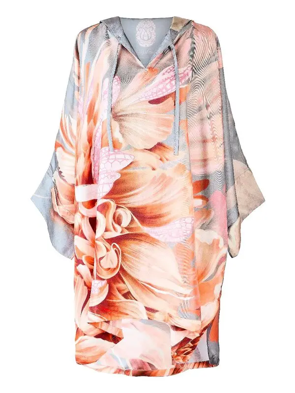 SILK&SOUL Hooded Kaftan Dress - Orange