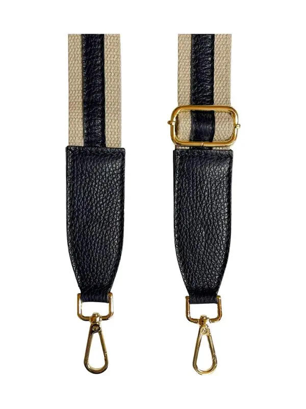APATCHY LONDON Leather And Canvas Bag Strap - Black