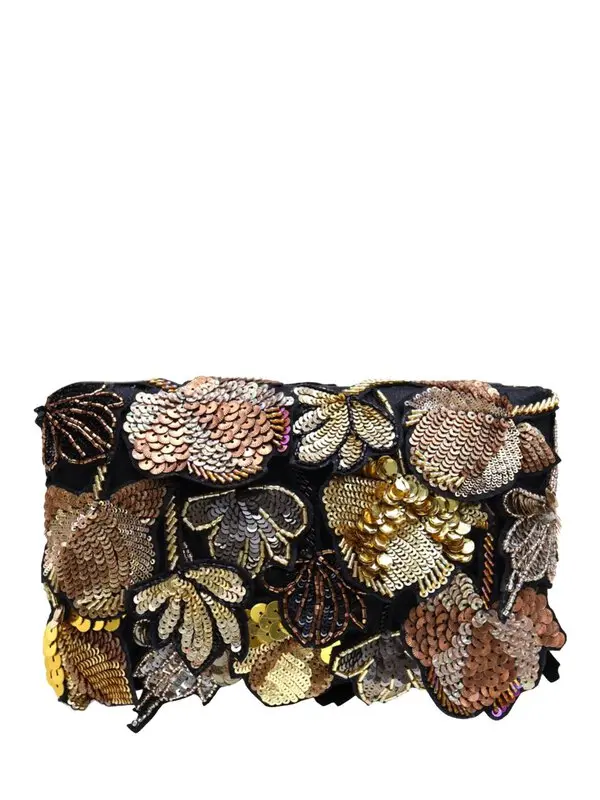 SIMITRI Aurelia Clutch With Sequin Embellishments - Black/gold