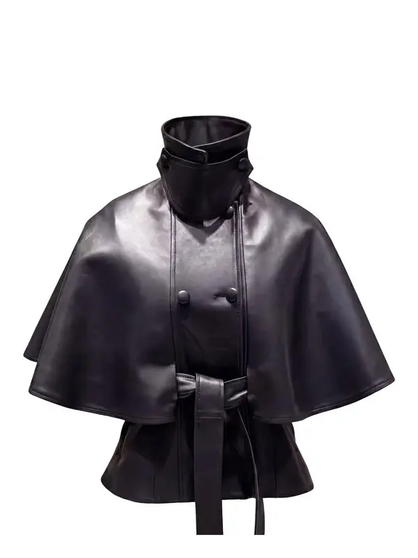 IRMAK SU GUCLU Arno Cape-structured Leather Jacket - Black