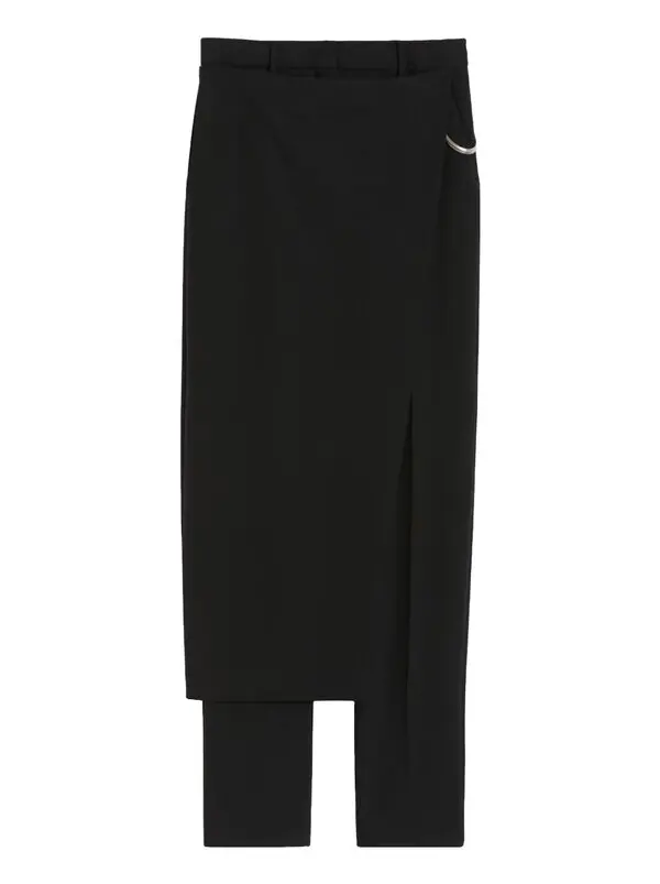 Max Mara Stretch Wool Trousers With Detachable Panel - Black
