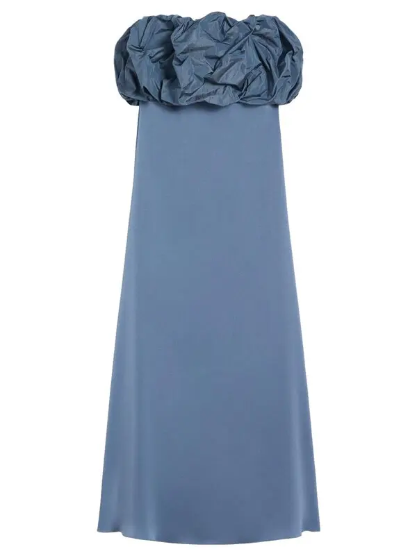 Max Mara Satin And Taffeta Maxi Bustier Dress - Avio