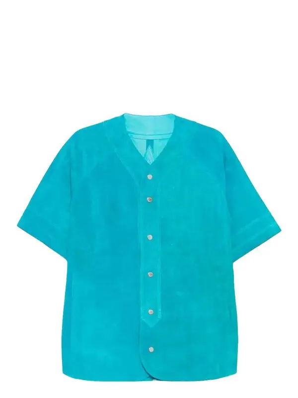 A LEATHER Baseball Shirt - Blue