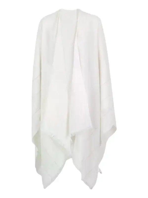 Peserico Striped Coat With Frayed Trim - White