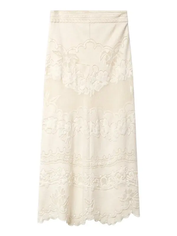 Isabel Marant Sanaya Floral Embroidered Skirt - Ecru