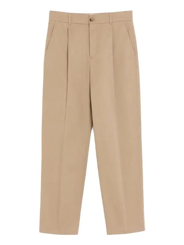 Valentino Garavani Cotton Gabardine Trousers With Vlogo Embroidery - Beige