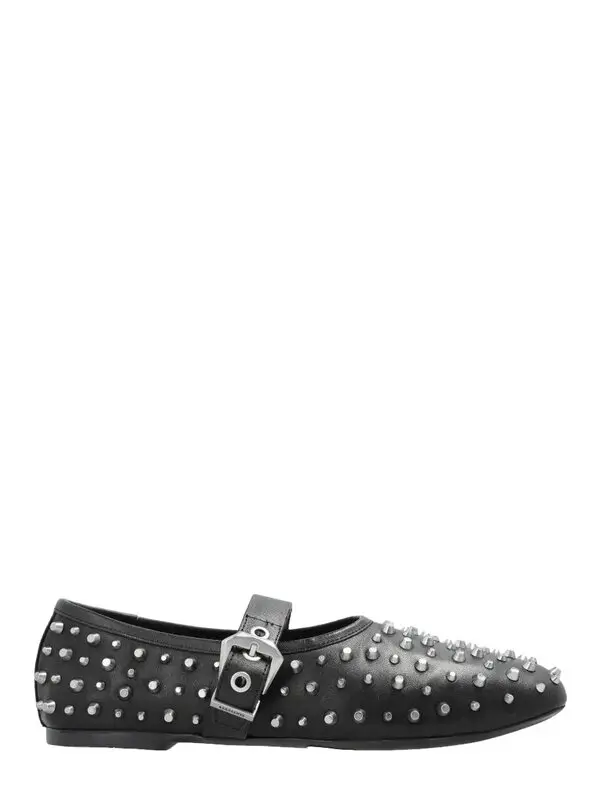 ALLSAINTS Studded Buckle Leather Ballet Flats - Black