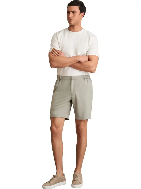 REISS Drawstring Chino Shorts - Sage Green