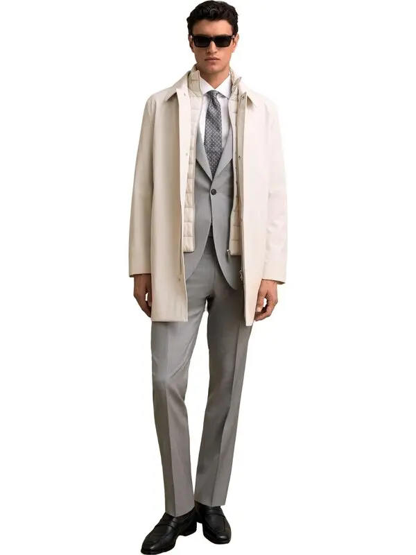 REISS Logan Hybrid Overcoat With Removable Funnel Neck - Light Stone