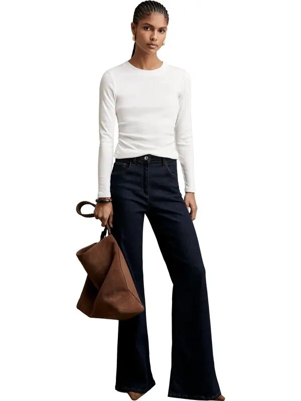 REISS Tessa Cotton Long-sleeve T-shirt - White