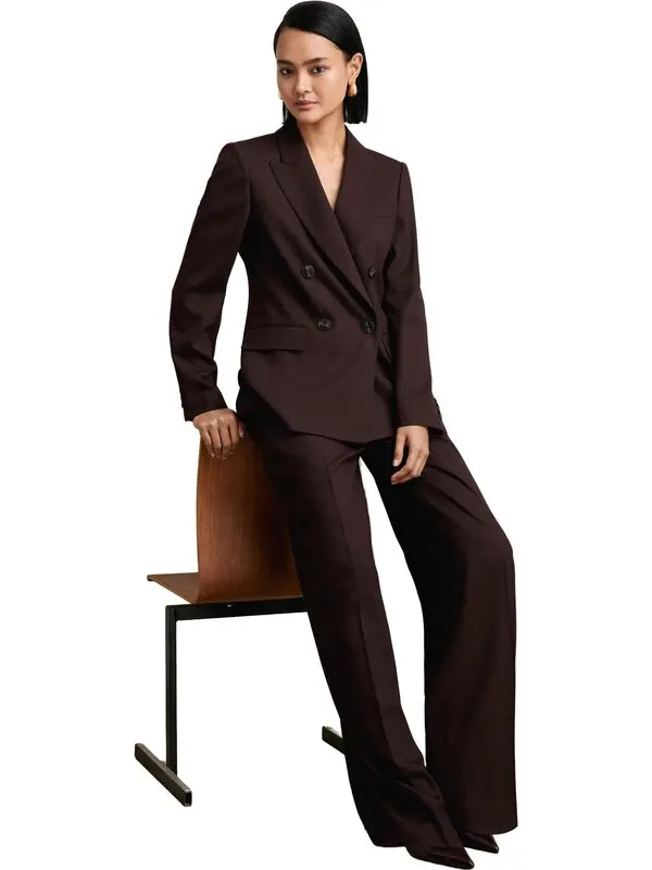 REISS Solene Wool-blend Double-breasted Blazer - Aubergine