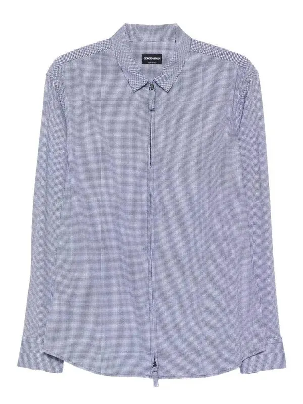 Giorgio Armani Houndstooth-pattern Zip-fastening Shirt - Blue