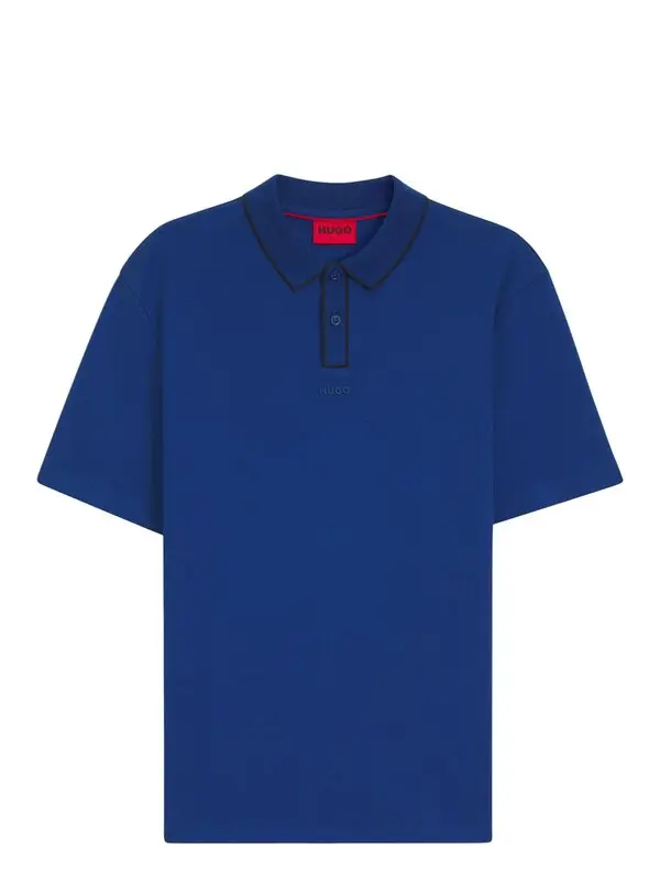 Hugo Luxury Cotton Polo Shirt With Contrast Trim - Light Blue