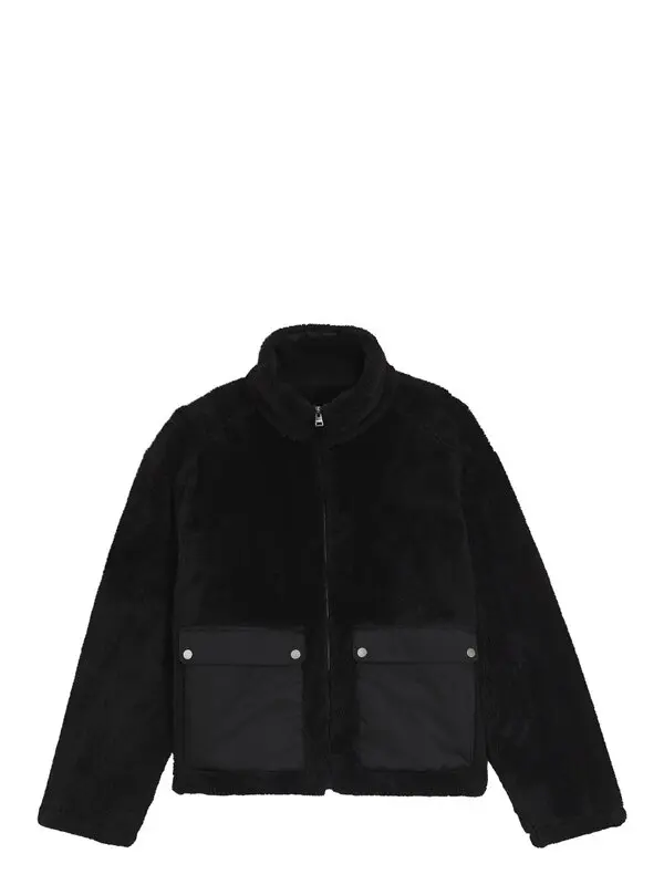 Hugo Faux Fur Jacket With Patch Pockets - Black